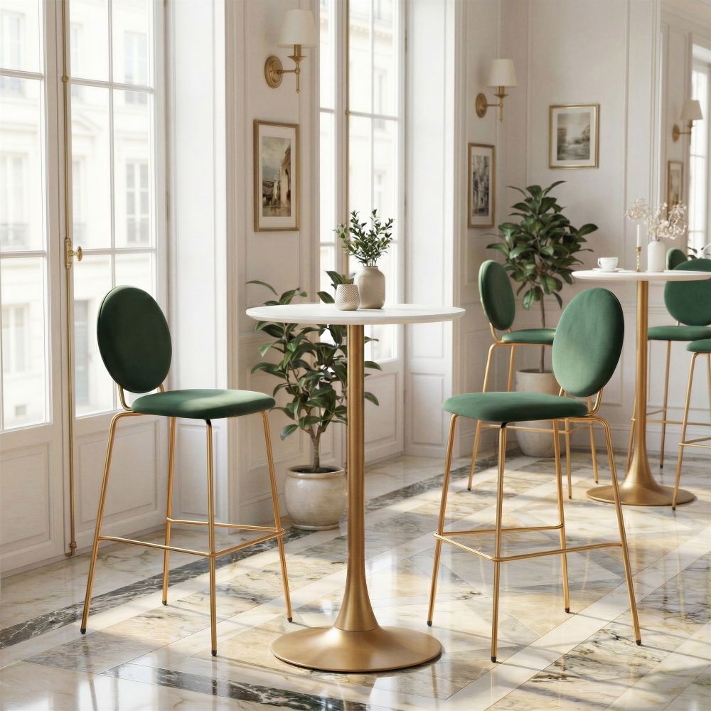 109829 - Auray Bar Table White & Gold