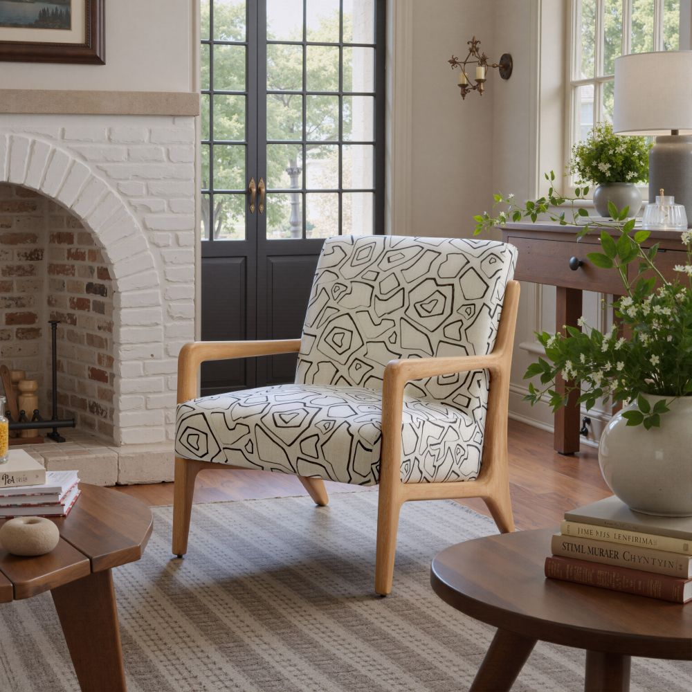 110468 - Runa Accent Chair Beige & Natural