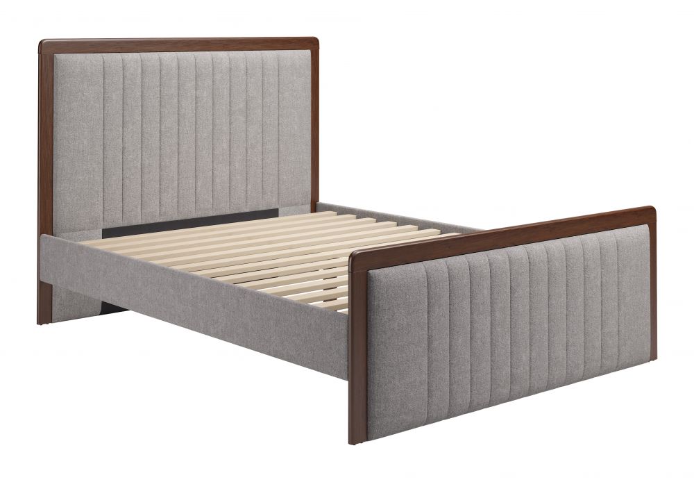 111011 - Somune Queen Bed Gray & Walnut